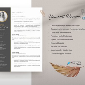 Cv Template Microsoft WORD, Apple Pages, CANVA Resume Template With ...