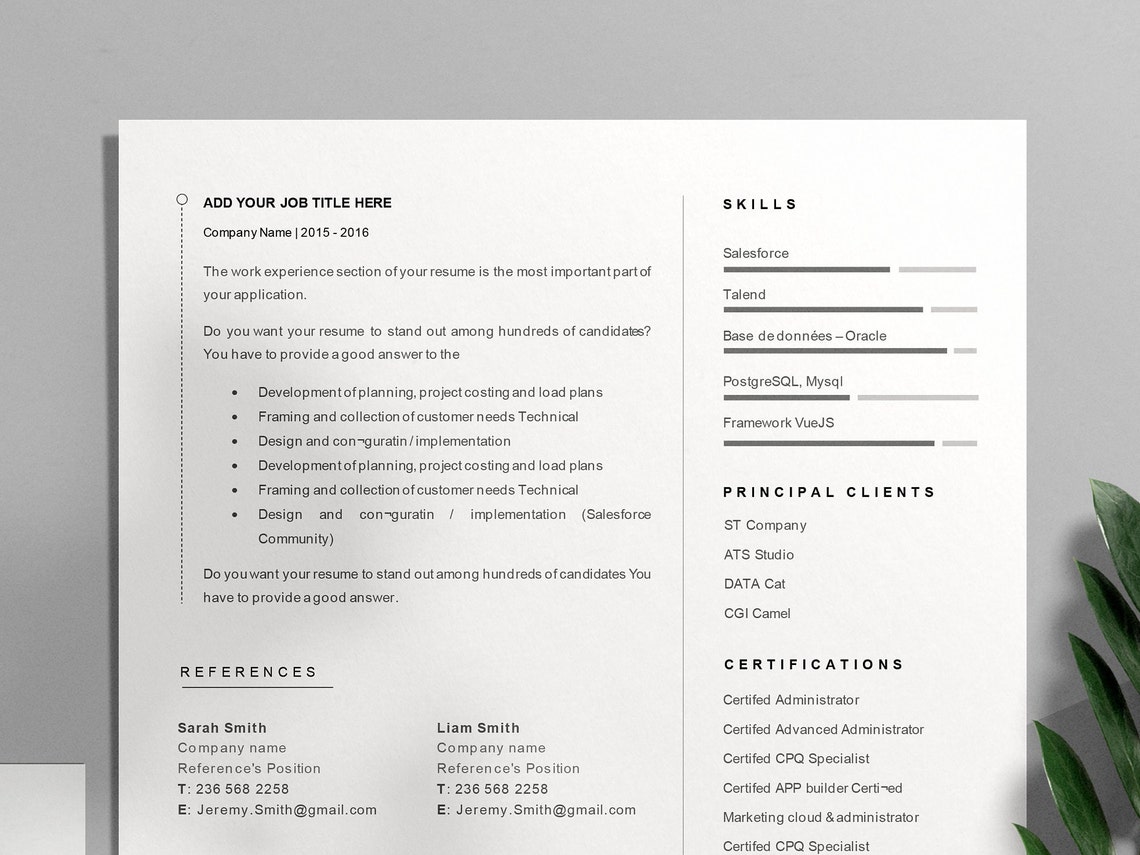 Modèle de CV Word, Modèle de CV professionnel, CV exécutif, Propre ...