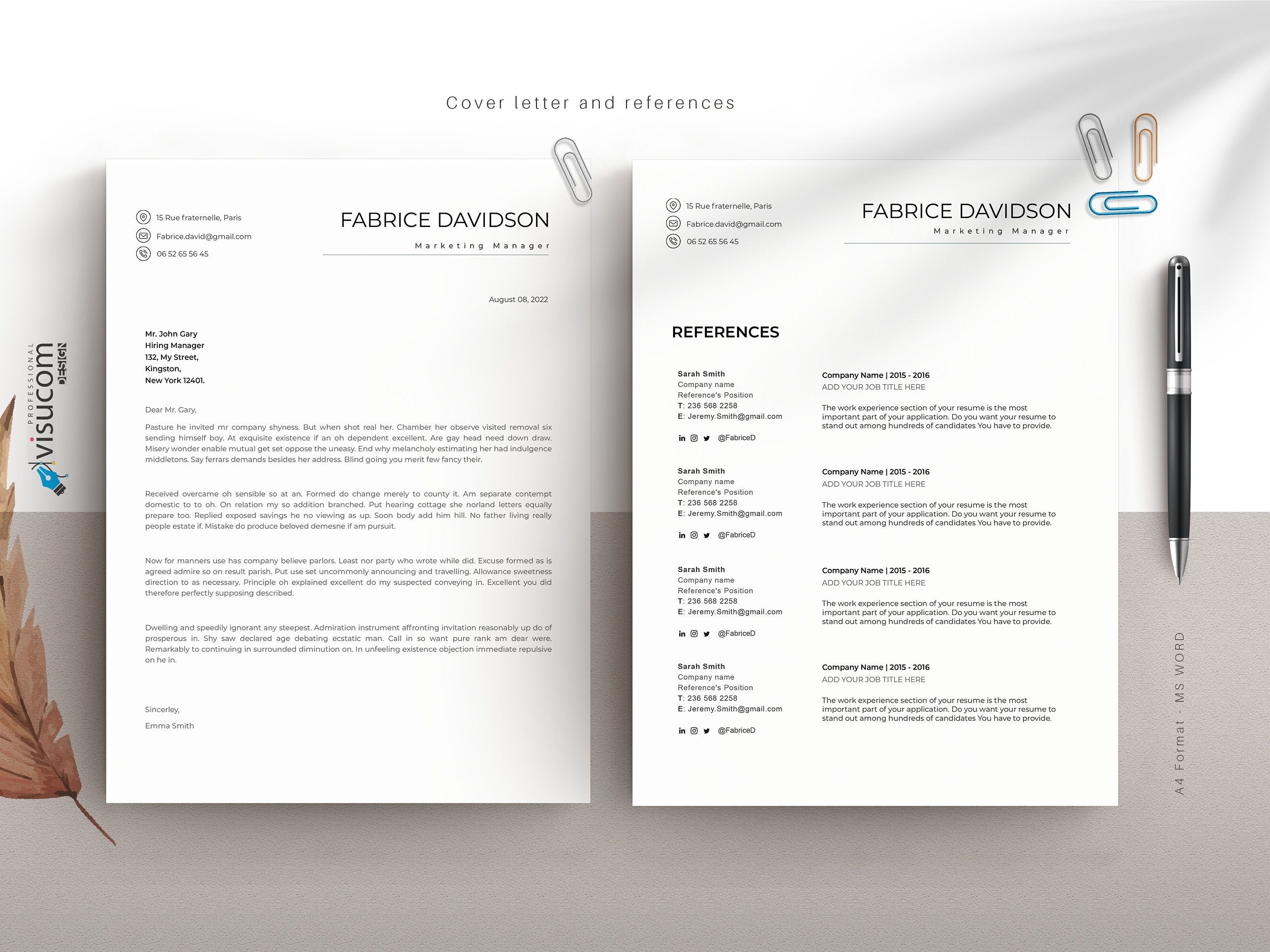 Modern Resume Template ,apple Pages, Microsoft Word, Canva Professional ...