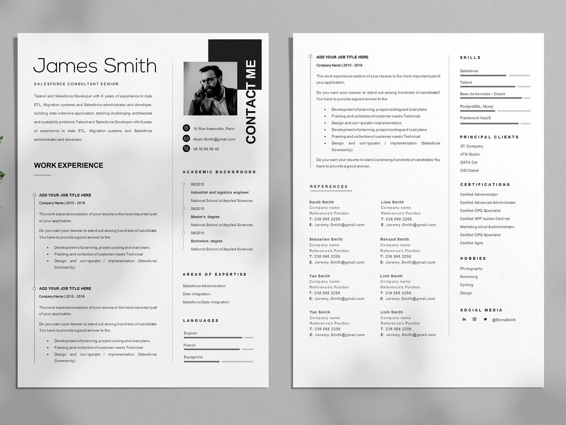 Modèle de CV Word Modèle de CV professionnel CV exécutif - Etsy France