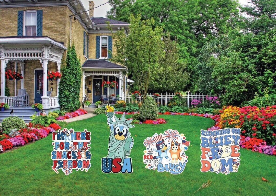 Patriotic Bluey Fourth of July USA Independence Statue of Liberty ...