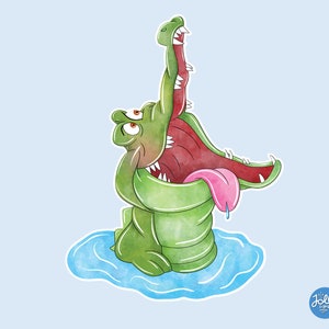 Watercolor Peter Pan and the Lost Boys Captain Hook Tick Tock Crocodile ...