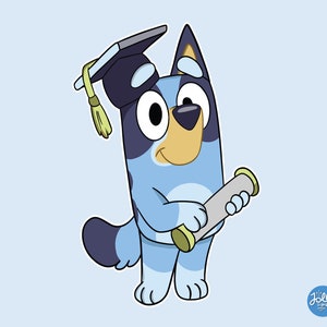 Bluey Graduation Diploma Grad Cap Gown Celebration Congrats Party Event ...