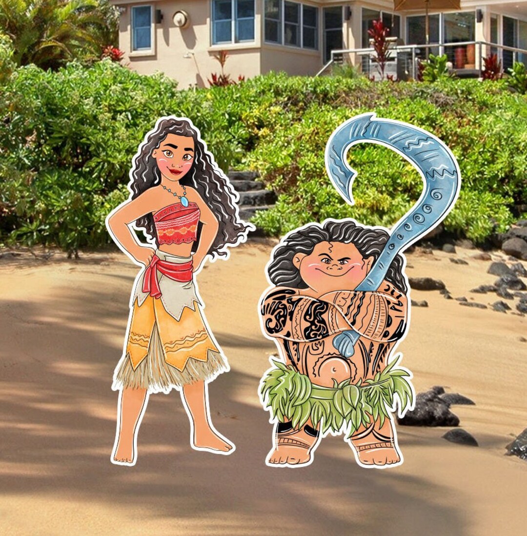 Watercolor Moana and Maui Yard Sign Cut Outs - Etsy