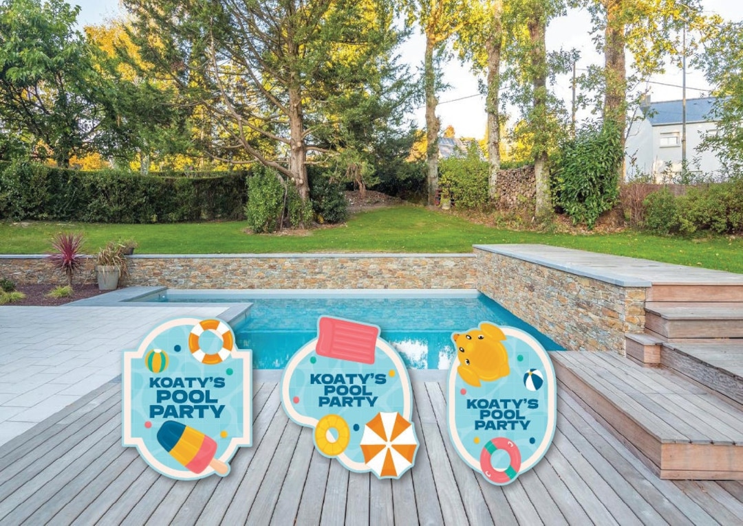 Pool Party Personalized Kid's Name Summer Time Birthday Decoration ...