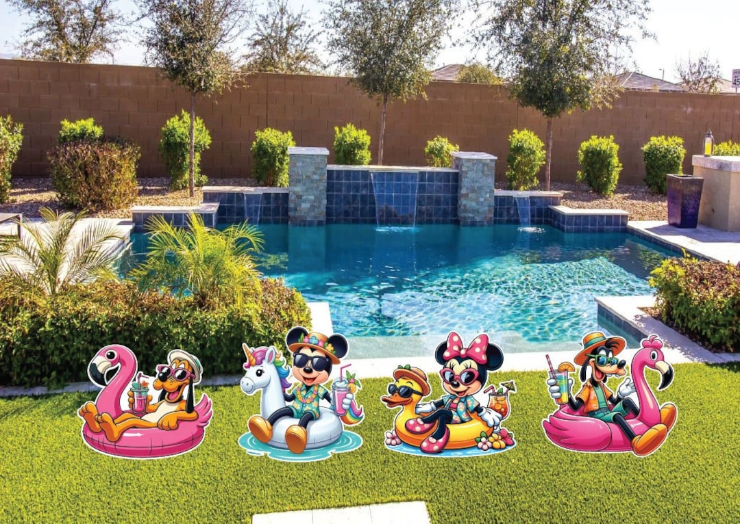 Mickey Minnie Goofy Pluto Summer Vibes Pool Floats Beach Flamingo ...