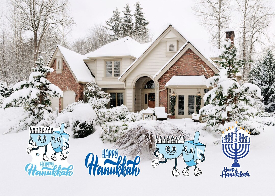Happy Hanukkah Retro Inspired Menorah Dreidel Peace Love Light Festive ...