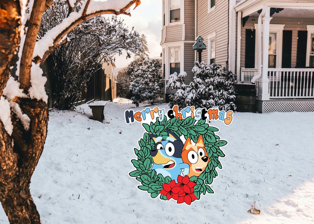 Holidays Bluey Bingo Wreath Merry Blueymas Christmas Jolly Festive ...