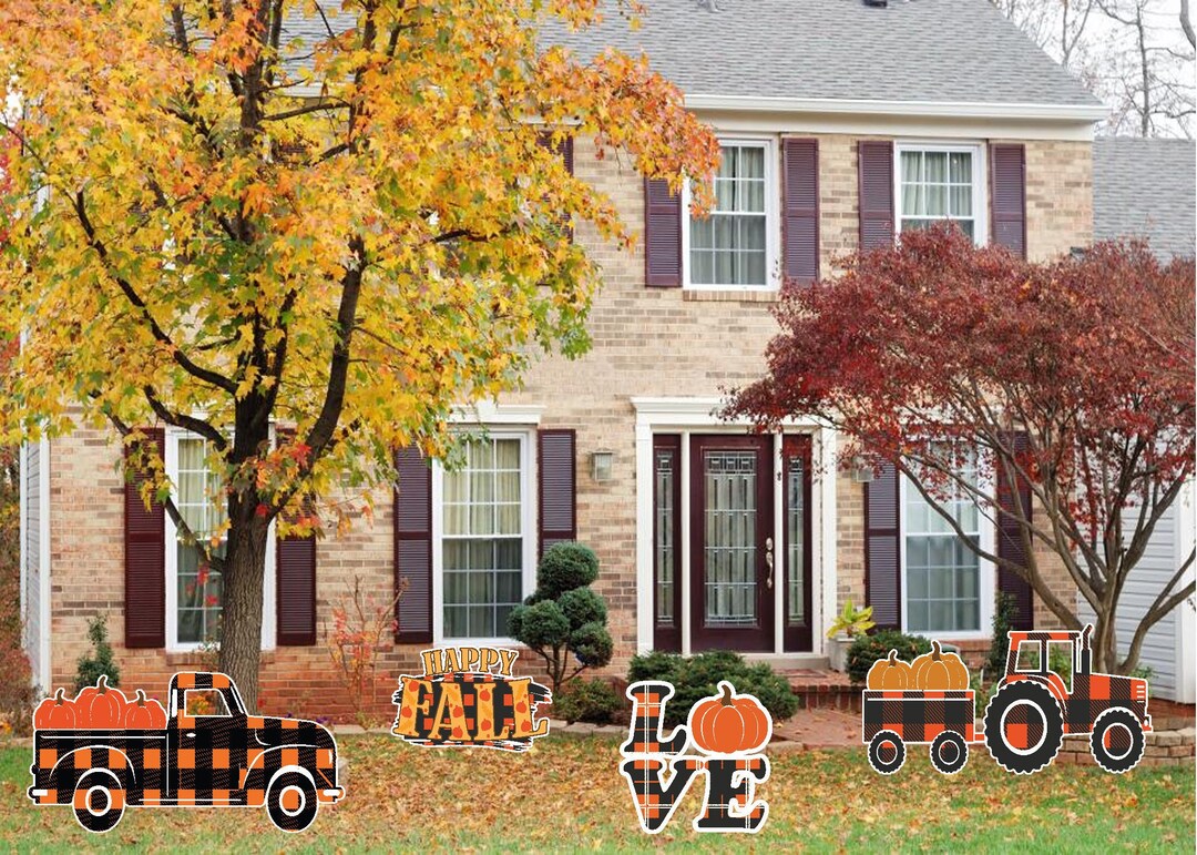 Thanksgiving Fall Plaid Collection of Pick up Truck, Love With Pumpkin ...