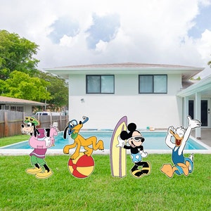Mickey Mouse With Surfboard, Donald in Bathing Suit, Pluto With Beach ...