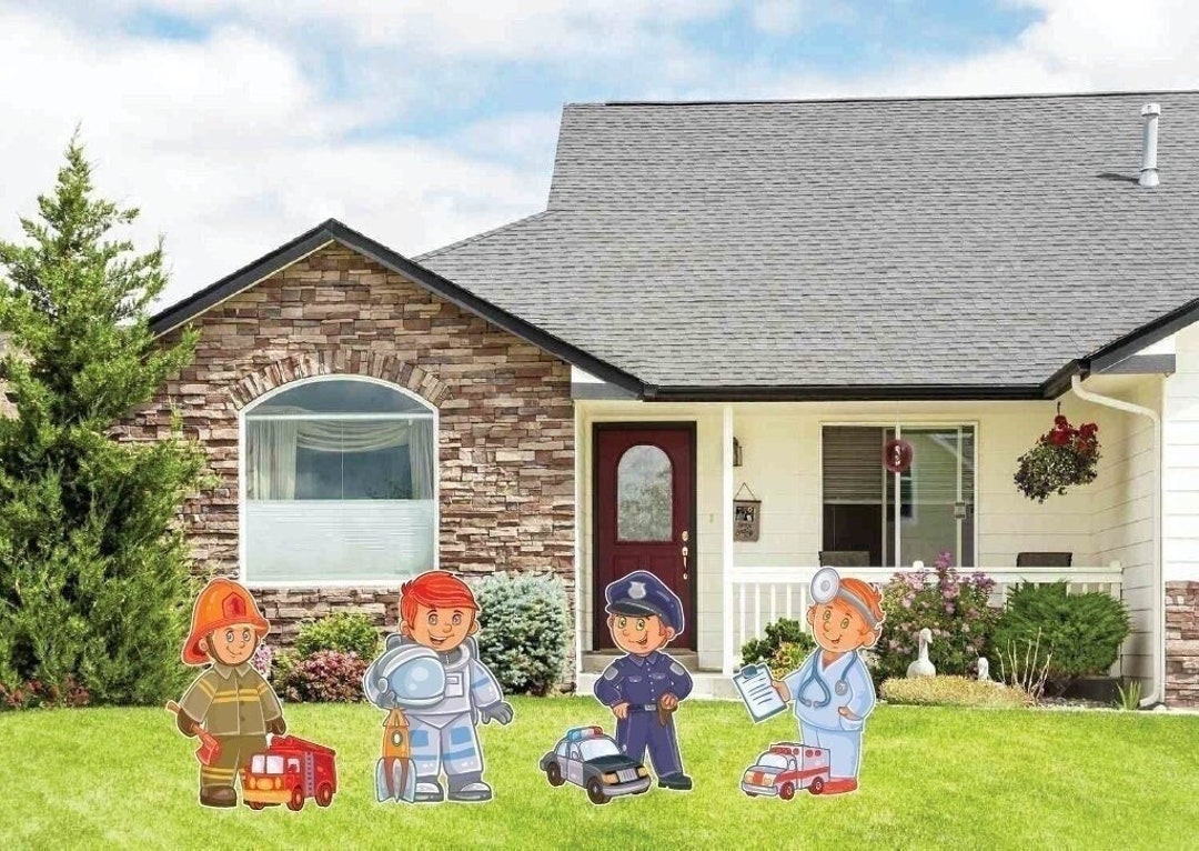 Cartoon Firefighter Police Officer Astronaut Doctor Essential Workers ...