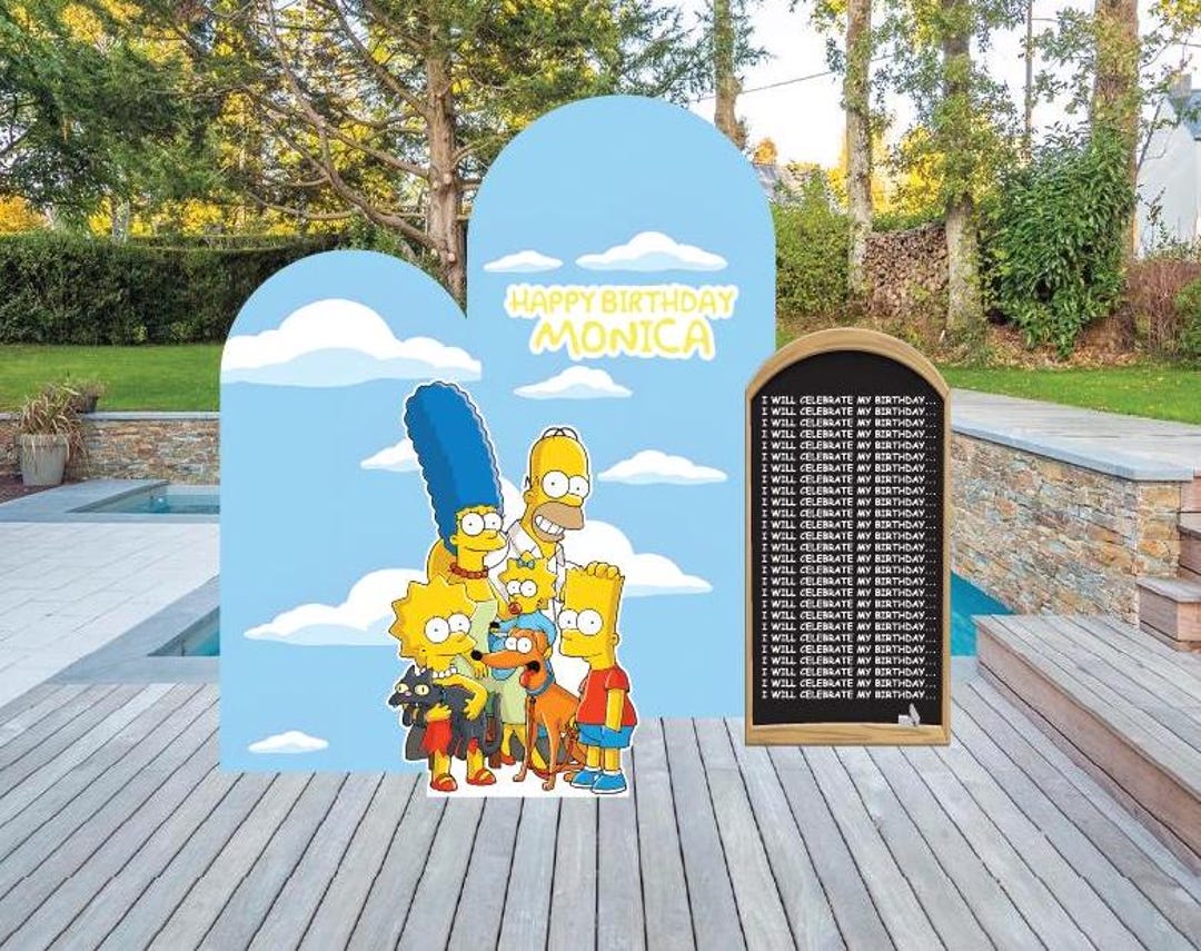 The Simpsons Sky Lisa Bart Birthday Party Event Arch Backdrop Photo ...