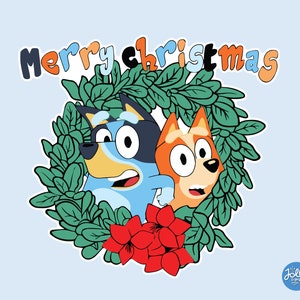 Holidays Bluey Bingo Wreath Merry Blueymas Christmas Jolly Festive ...