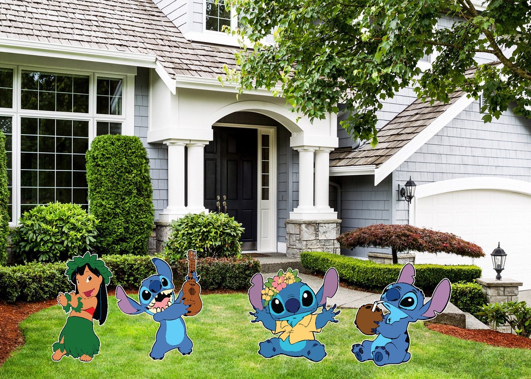 Lilo Hula Girl and Stitch With Coconut, Guitar, and Flower Leis Luao ...