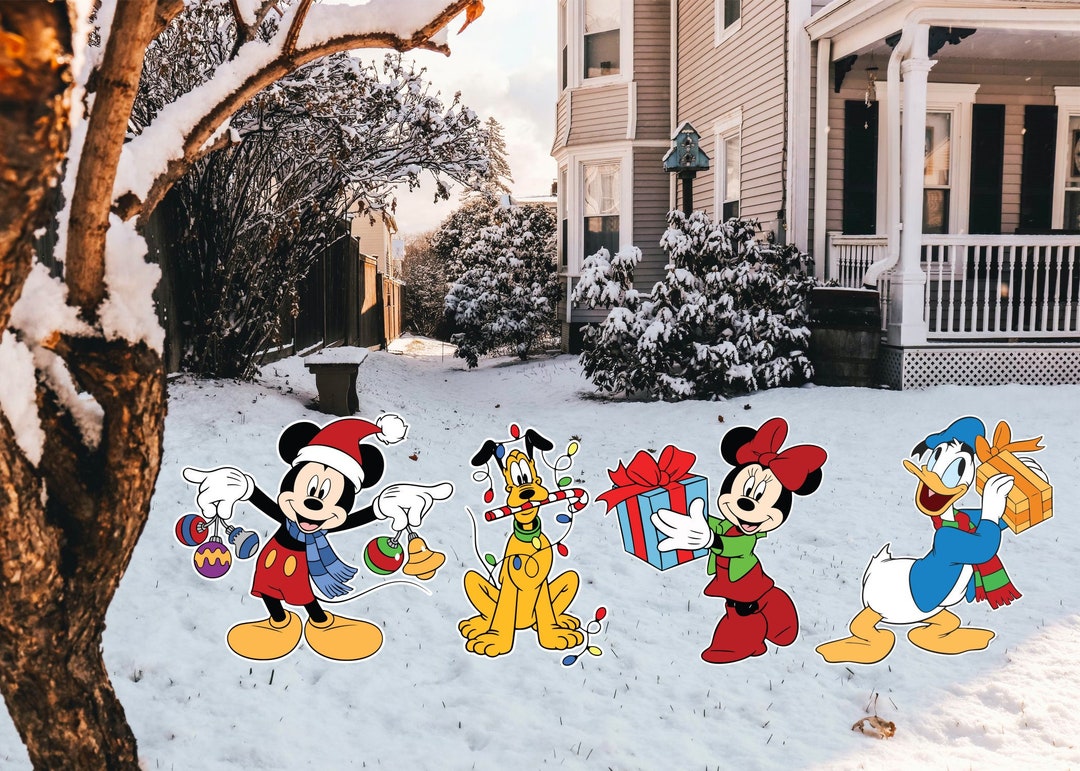 Mickey Mouse With Ornaments Pluto With Christmas Lights Minnie Mouse ...