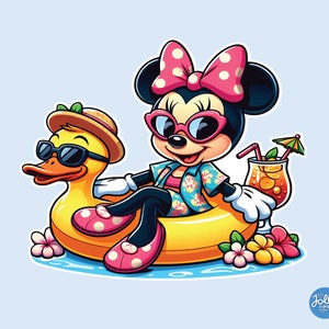 Mickey Minnie Goofy Pluto Summer Vibes Pool Floats Beach Flamingo ...