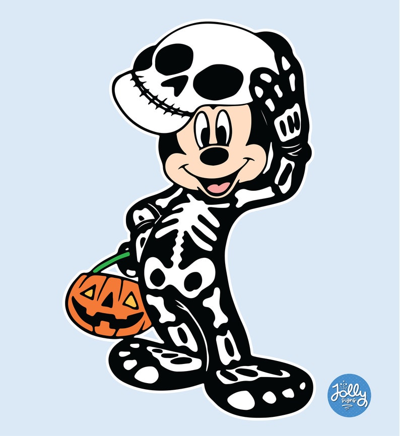 Mickey Mouse and Pluto in Skeleton Halloween Costume Yard Sign - Etsy