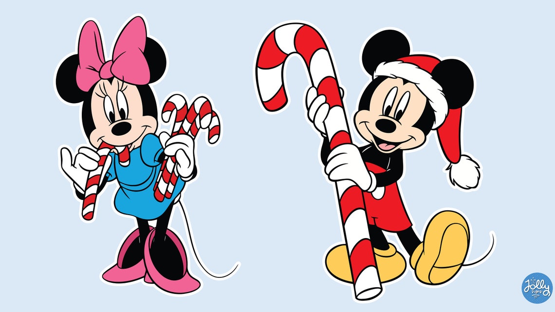 Mickey Mouse and Minnie Mouse With Candy Canes Christmas Yard - Etsy