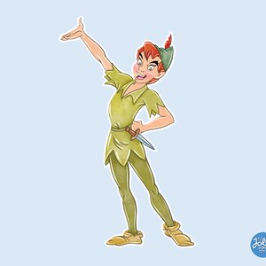 Watercolor Peter Pan and the Lost Boys Captain Hook Tick Tock Crocodile ...