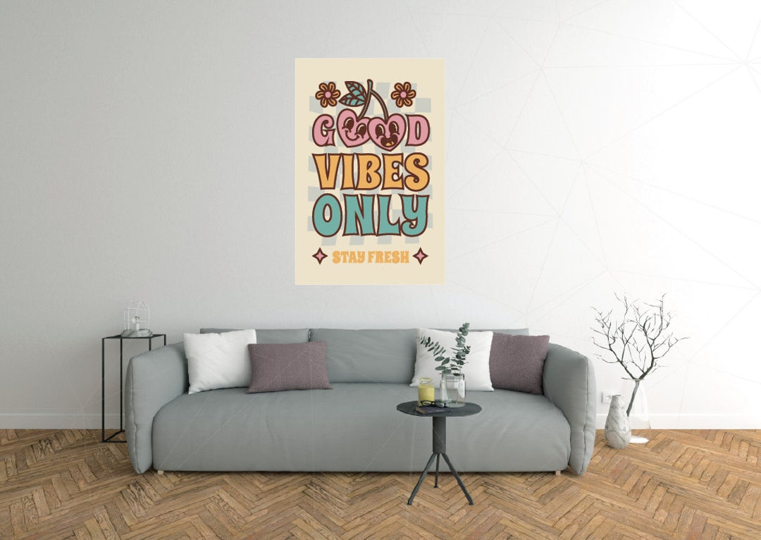 Good Vibes Only Retro Text Wall Art Poster Room Decor Photo Props ...