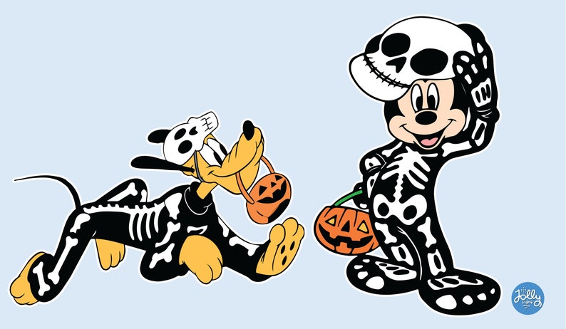 Mickey Mouse and Pluto in Skeleton Halloween Costume Yard Sign - Etsy