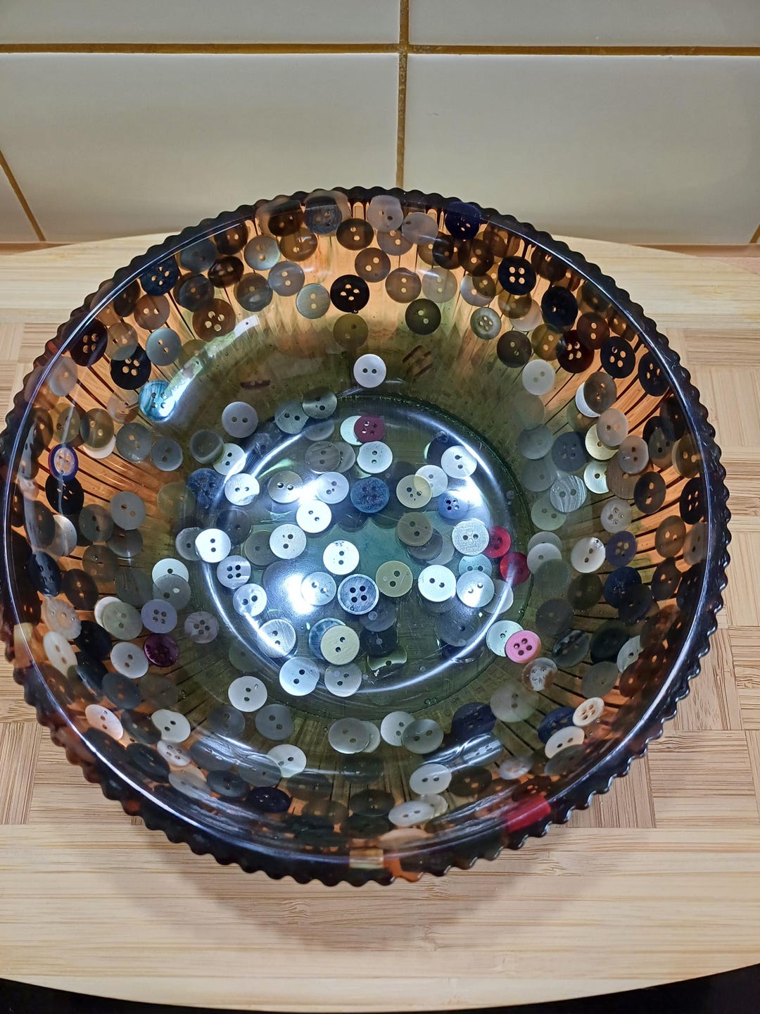 Fruit Bowl Made of Epoxy Resin & Buttons - New/unique - Upcycled ...