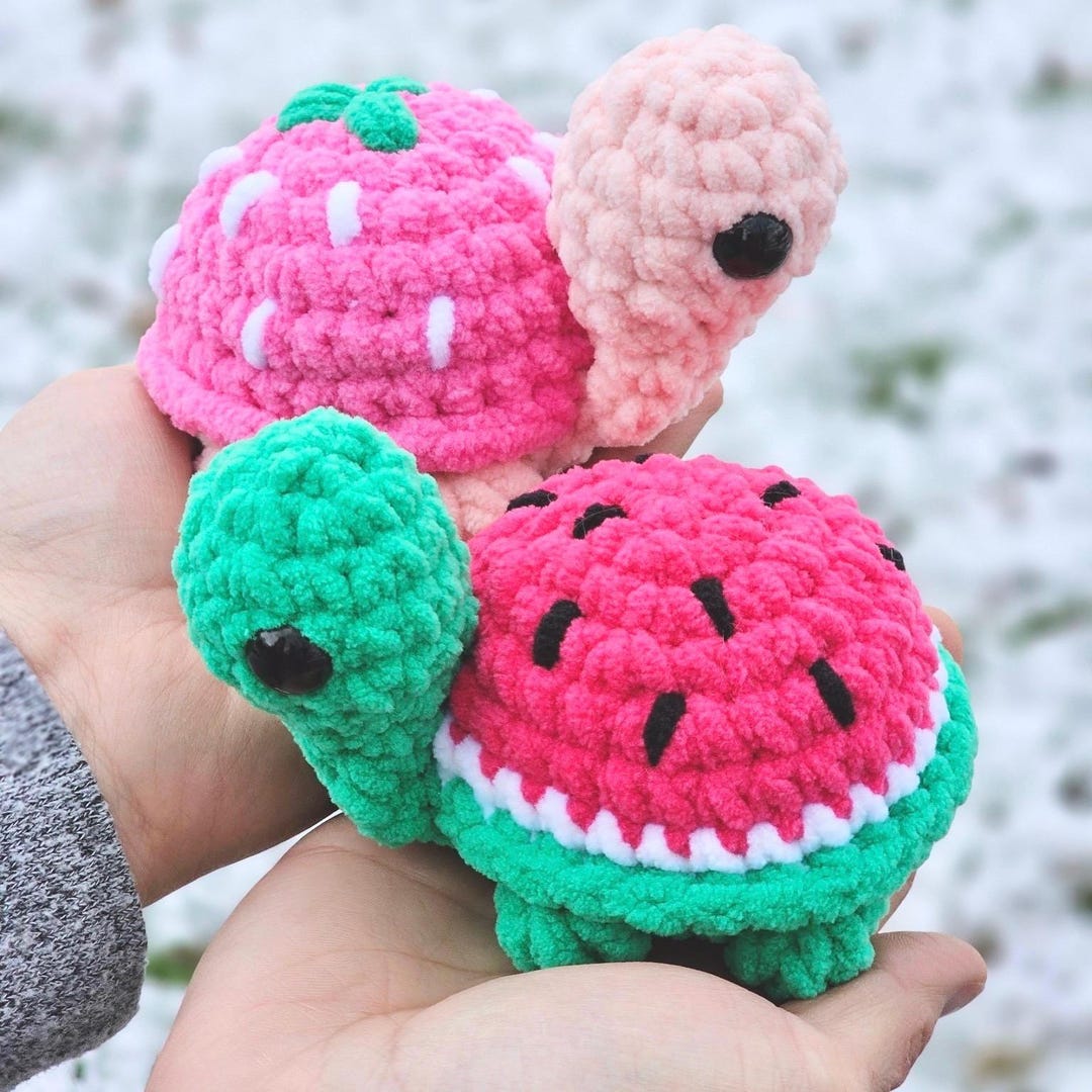 Cute Strawberry Turtle Plushie / Crochet Watermelon Turtle / Fruit ...
