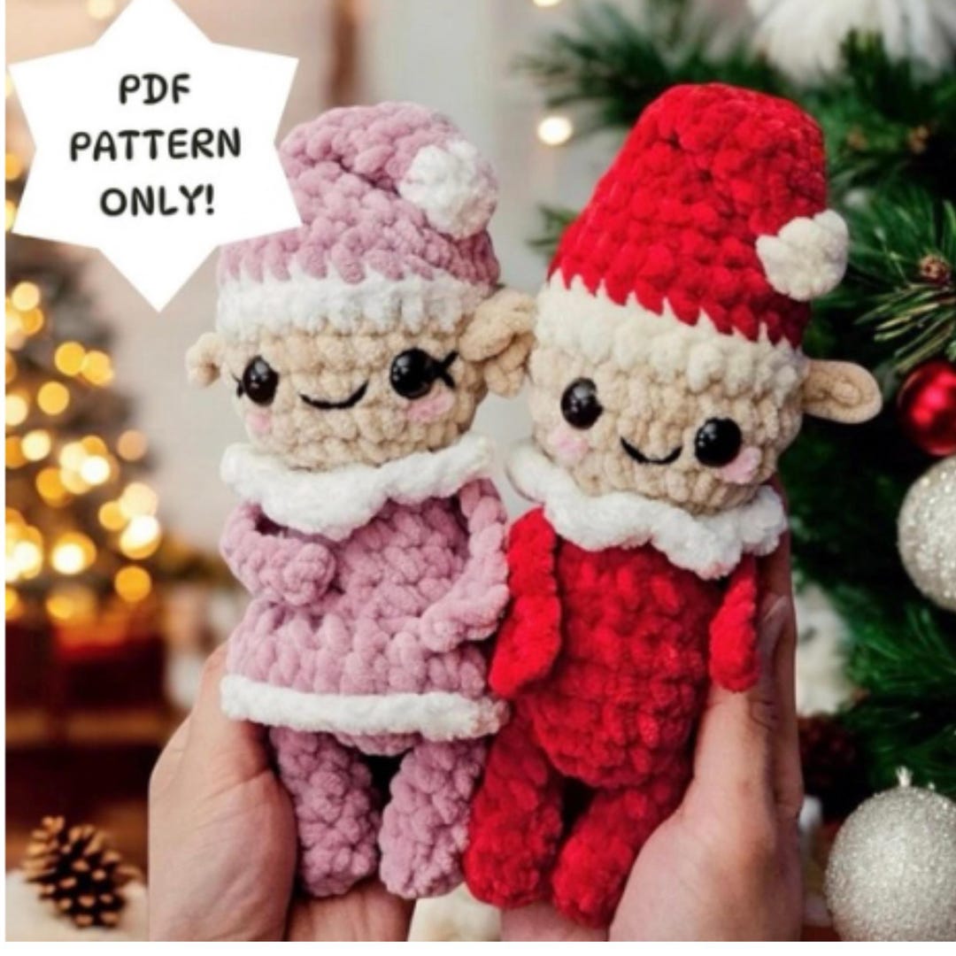 Christmas Elf Crochet Amigurumi Pattern / Low Sew Christmas Crochet ...