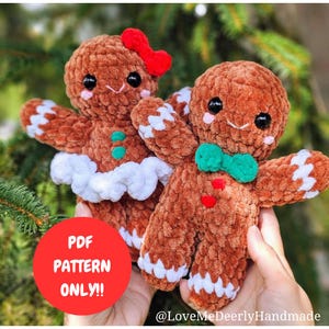 Gingerbread Boy Girl / Low Sew Crochet Pattern / Christmas Amigurumi ...