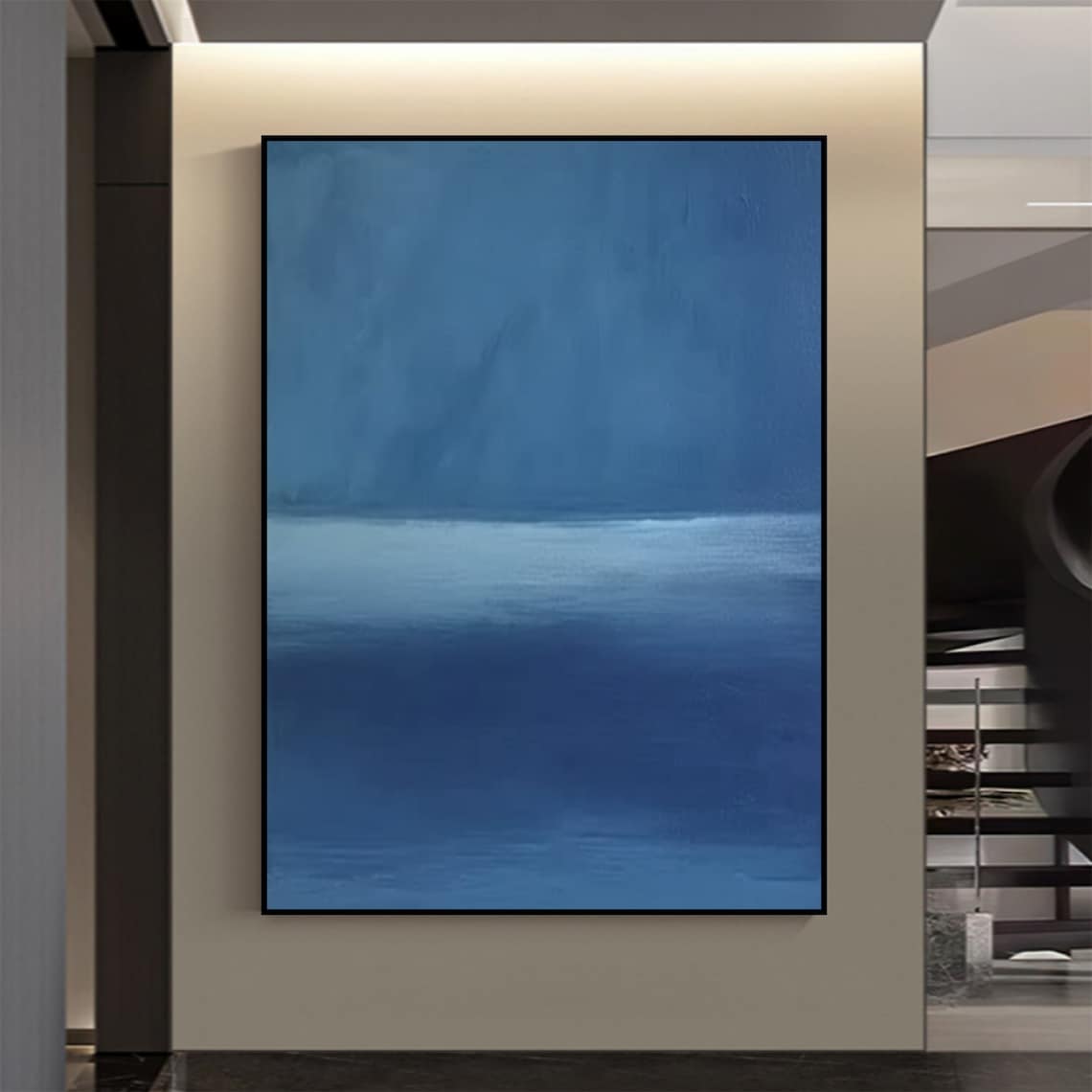 Modern Blue Abstract Painting Blue Abstract Art Blue Wabi-sabi Wall Art ...
