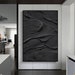 Large Pure Black Textured Abstract Painting Black 3D Plaster Minimalist ...