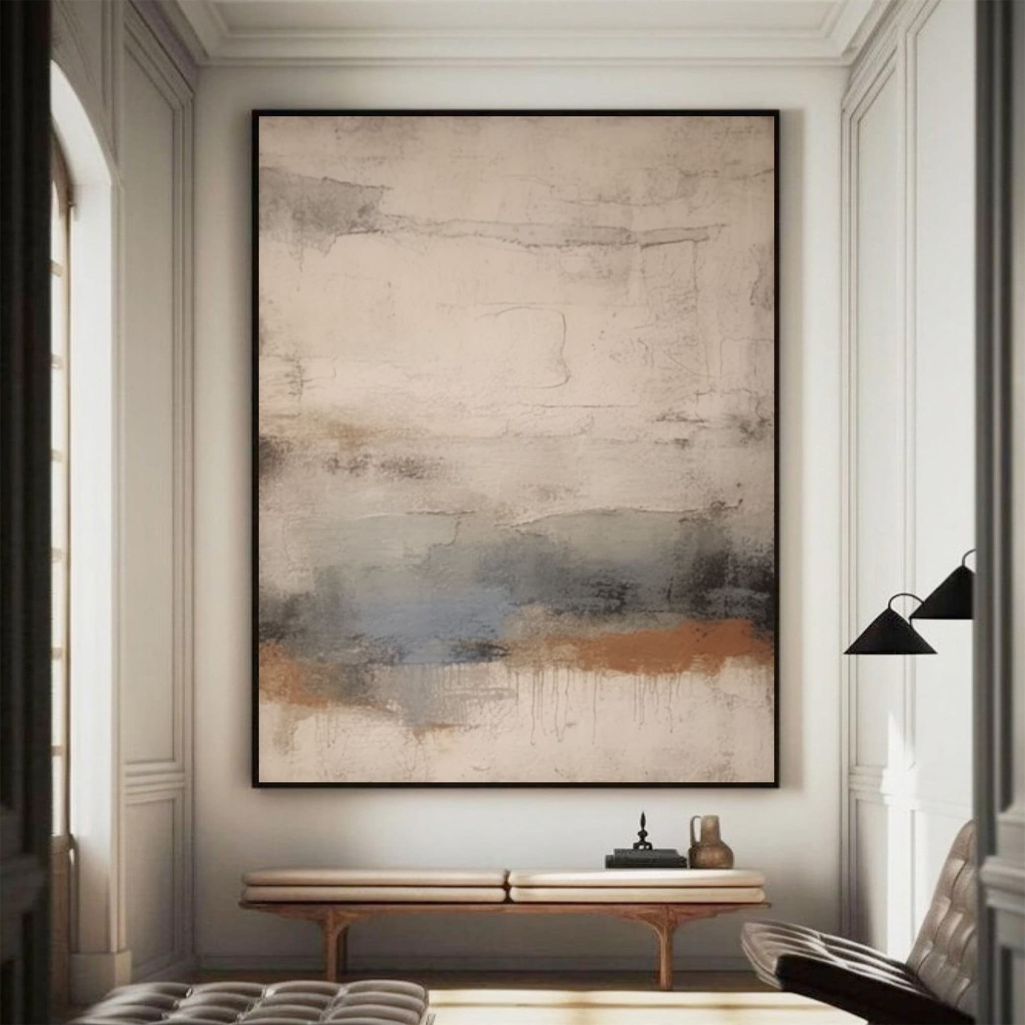 Large Beige Abstract Painting Beige Wabi Sabi Wall Art Modern Beige ...