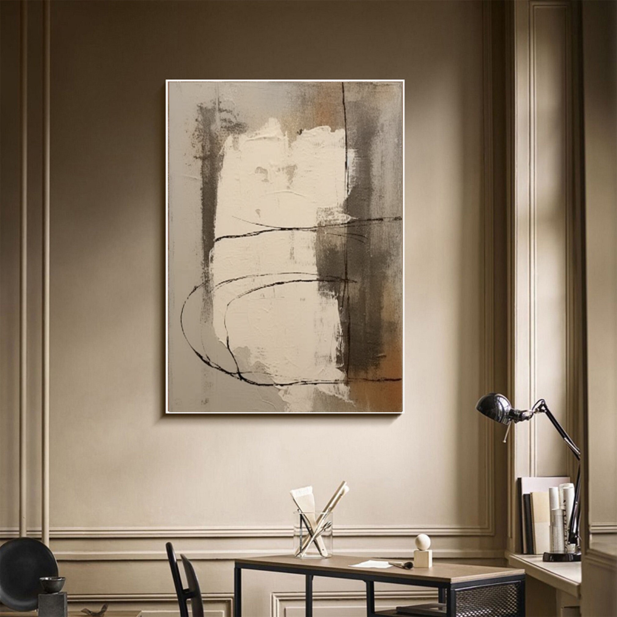Gray Beige Original Abstract Painting Gray Minimalist Abstract Painting ...