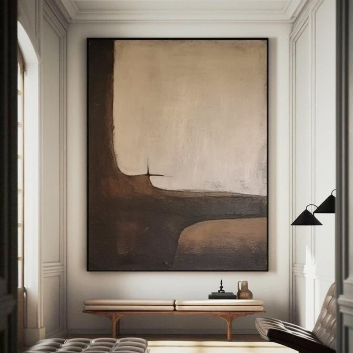 Large Original Brown Beige Abstract Painting Brown Wabi Sabi Wall Art ...