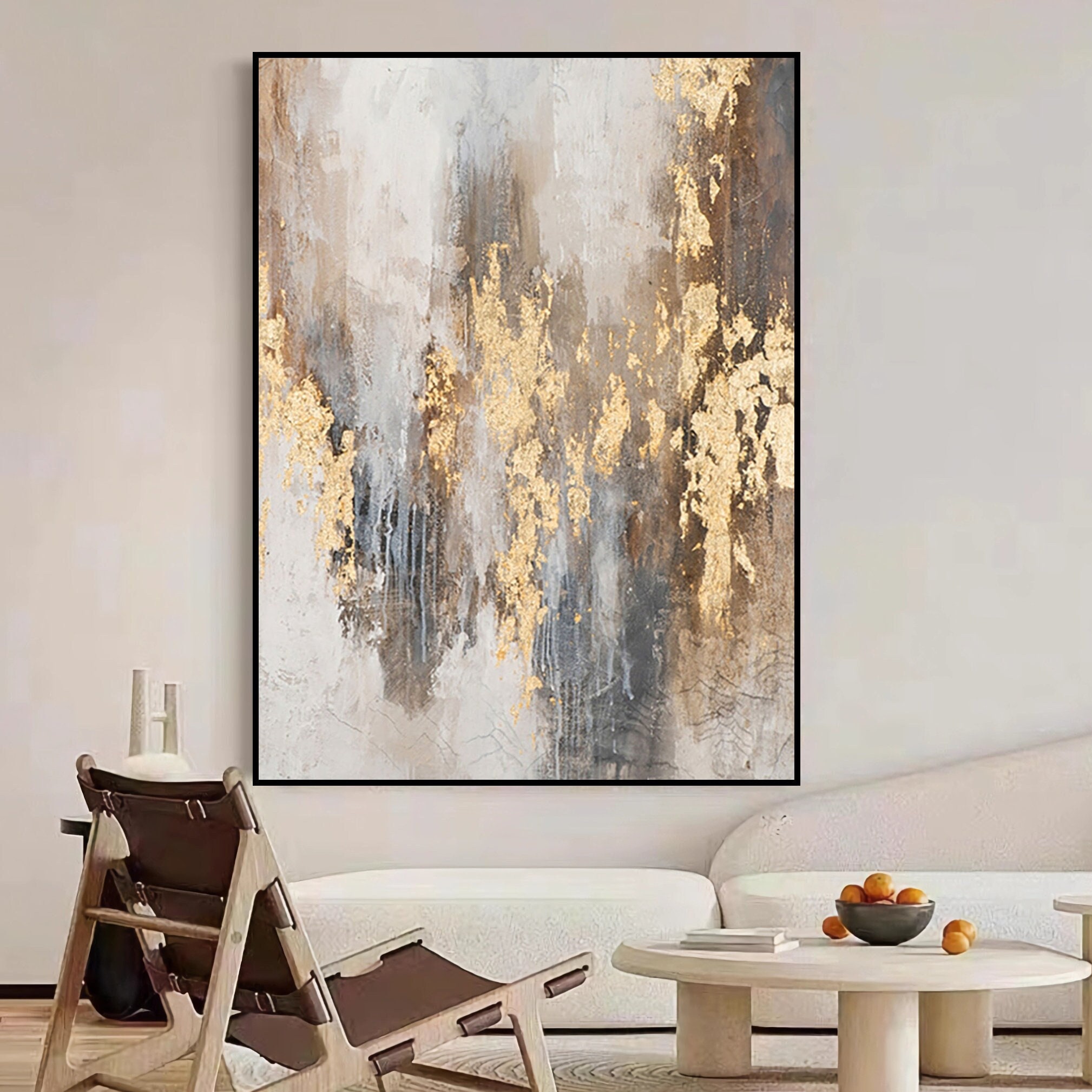Beige Gold Abstract Painting Minimalist Abstract Painting Modern ...