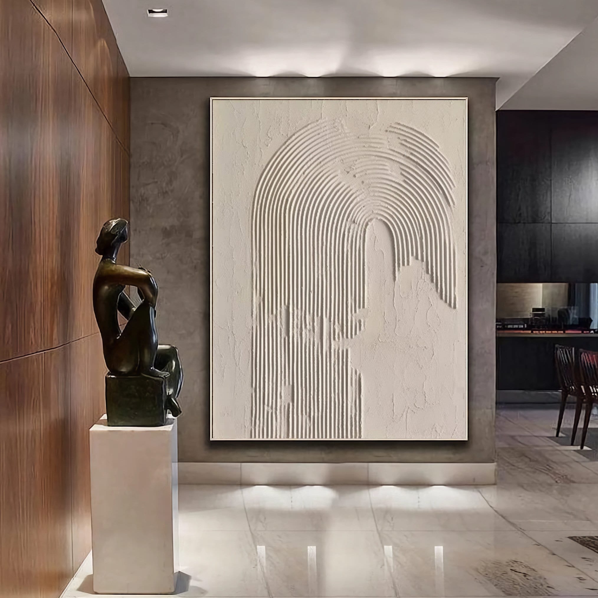 Large Original Beige Minimalist Abstract Painting Beige 3D Textured ...
