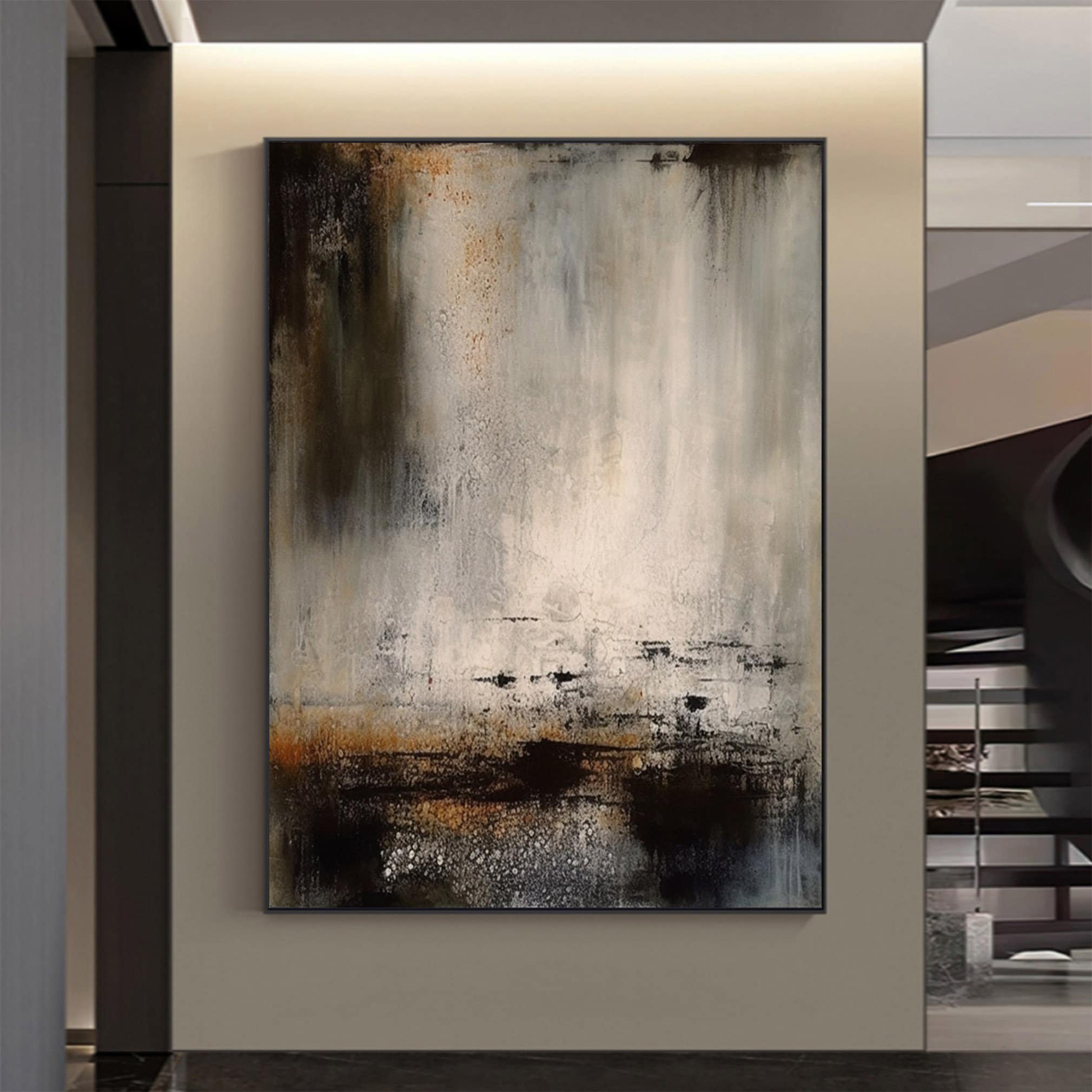 Large Black and Gray Abstract Painting Black and Gray Modern - Etsy