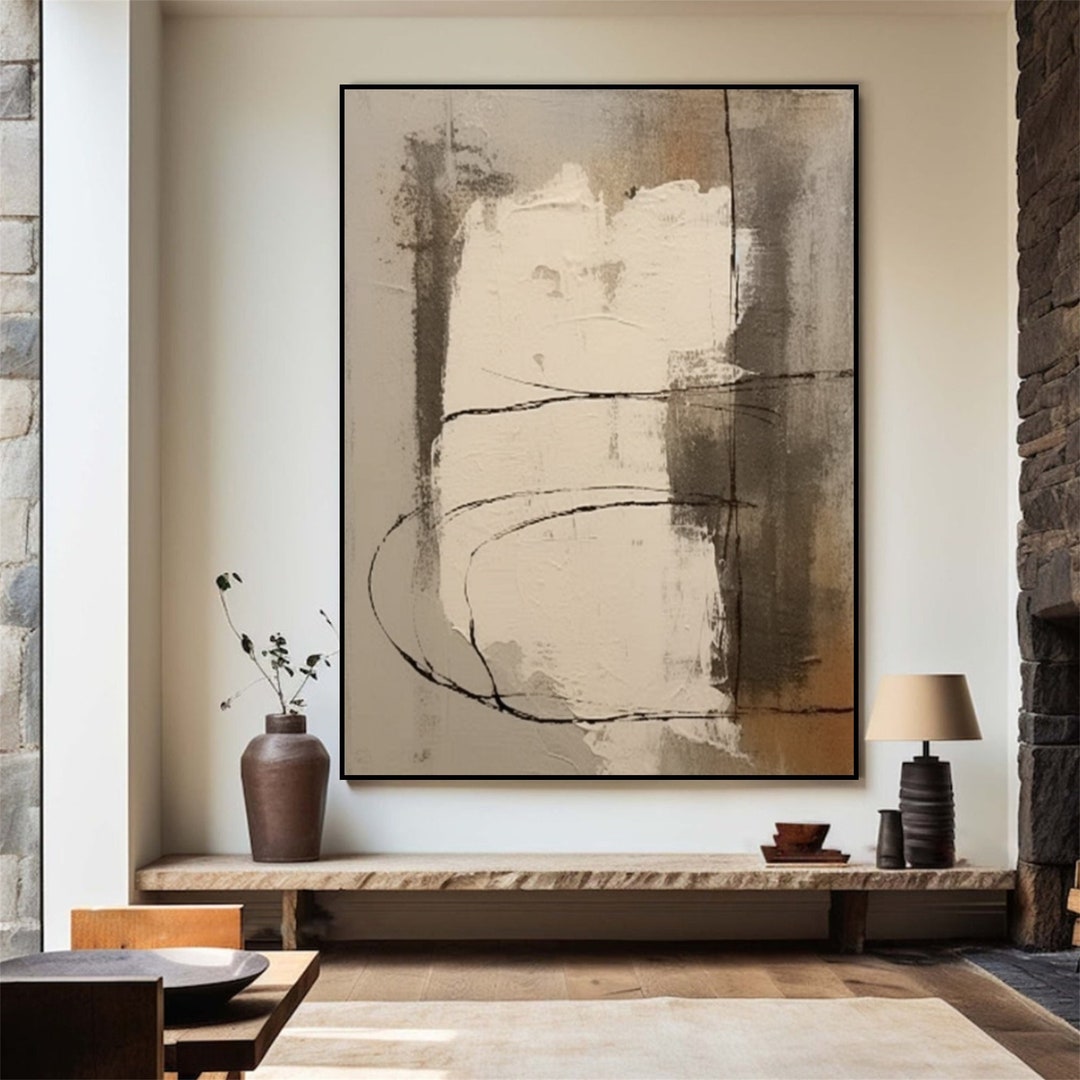 Gray Beige Original Abstract Painting Gray Minimalist Abstract Painting ...