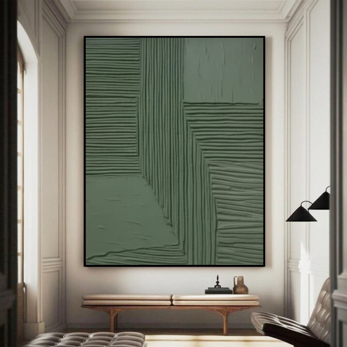 Large Green Texture Abstract Painting Green Minimalist Painting Green ...