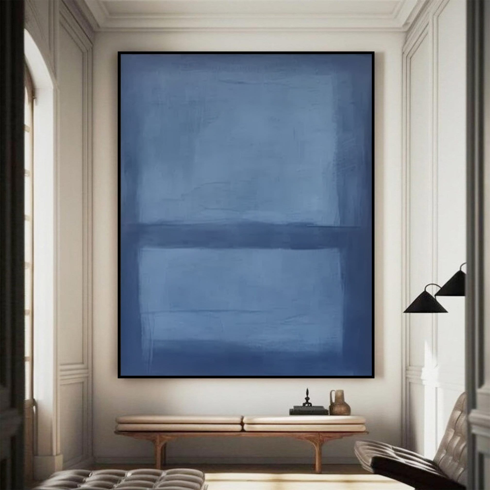 Large Blue Abstract Art Blue Wabi Sabi Wall Art Blue Oil Painting Blue ...