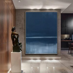 Blue Abstract Painting Large Blue Minimalist Art Modern Abstract Art ...