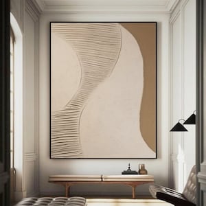 Large Beige Geometric Abstract Painting on Canvas Beige Wabi Sabi Wall ...