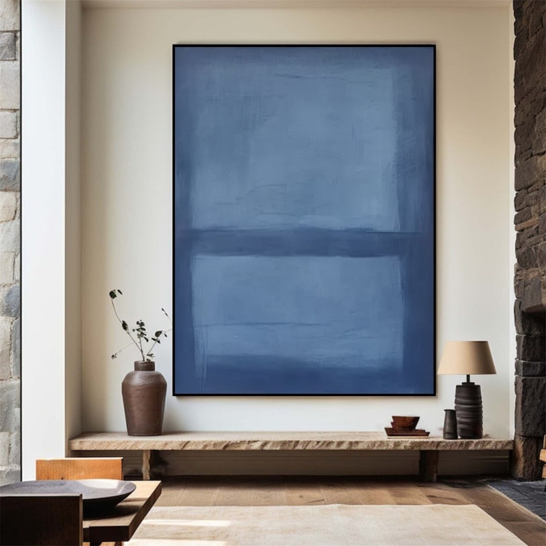 Large Blue Abstract Art Blue Wabi Sabi Wall Art Blue Oil Painting Blue ...