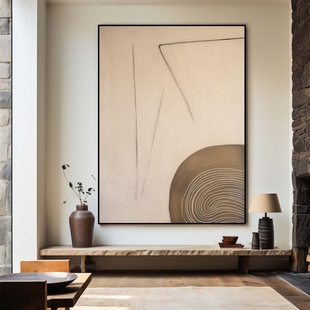 Large Beige Minimalist Painting Beige Texture Painting Beige Wabi Sabi ...