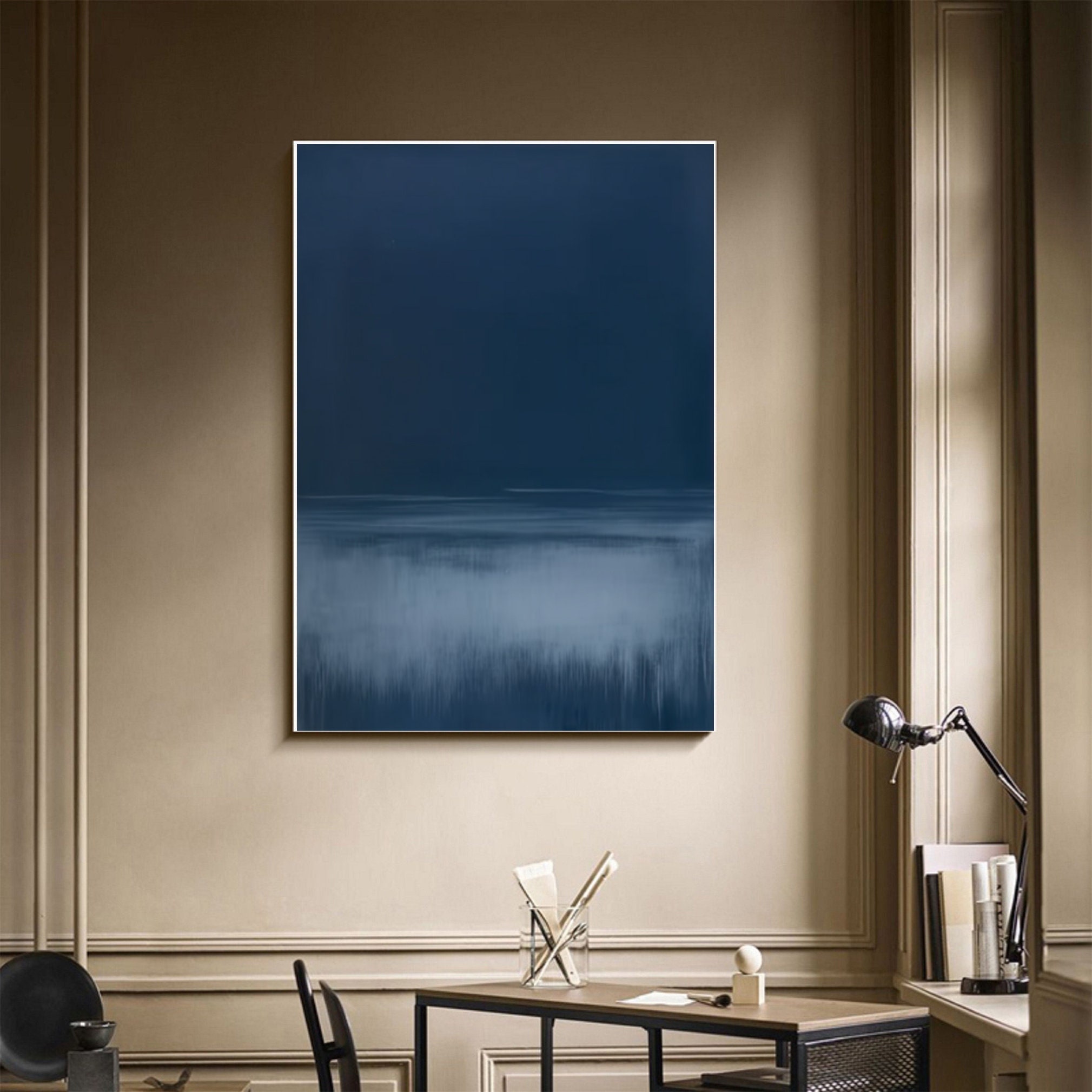 Large Blue Abstract Wall Painting Blue Minimalist Painting Blue ...