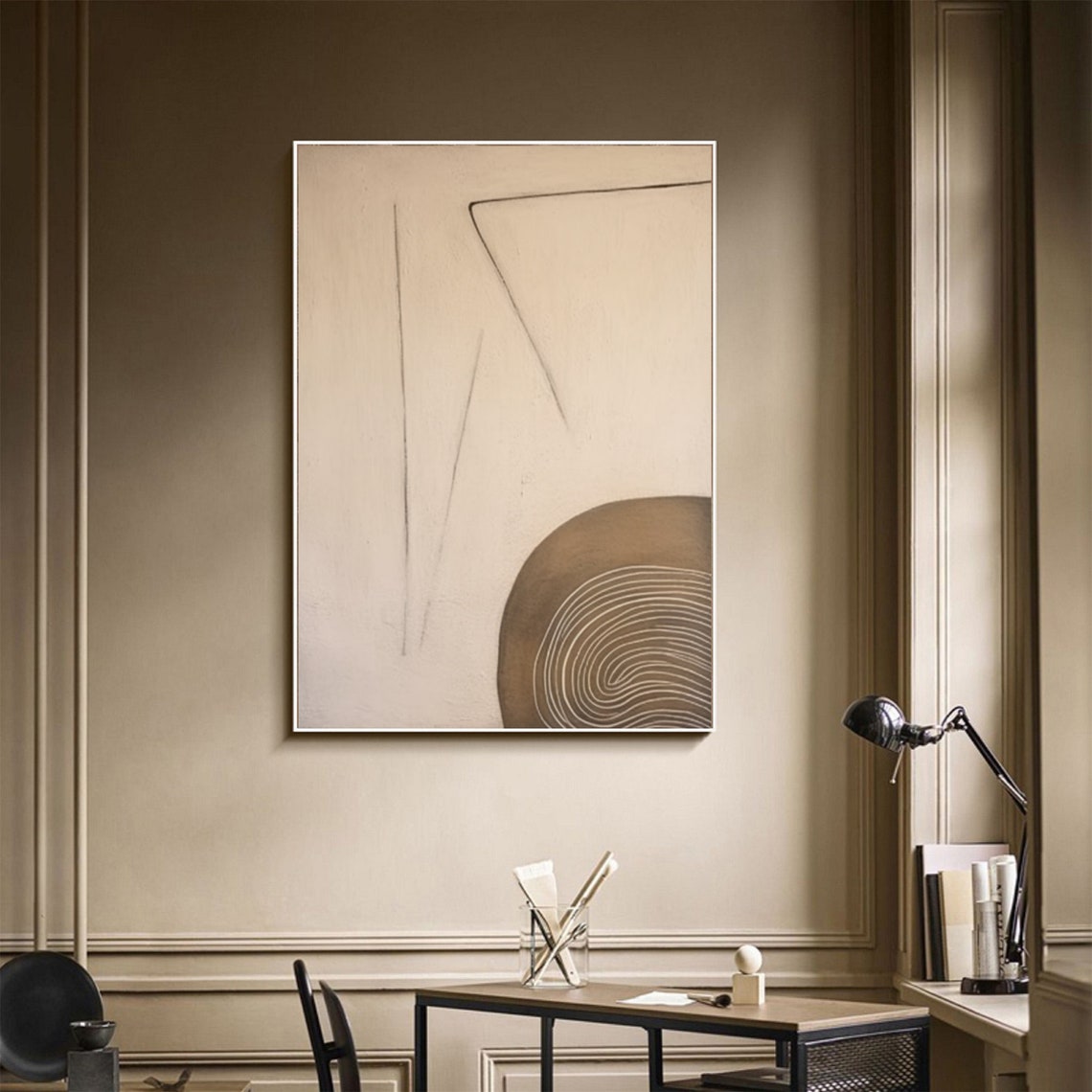 Large Beige Minimalist Painting Beige Texture Painting Beige Wabi Sabi ...