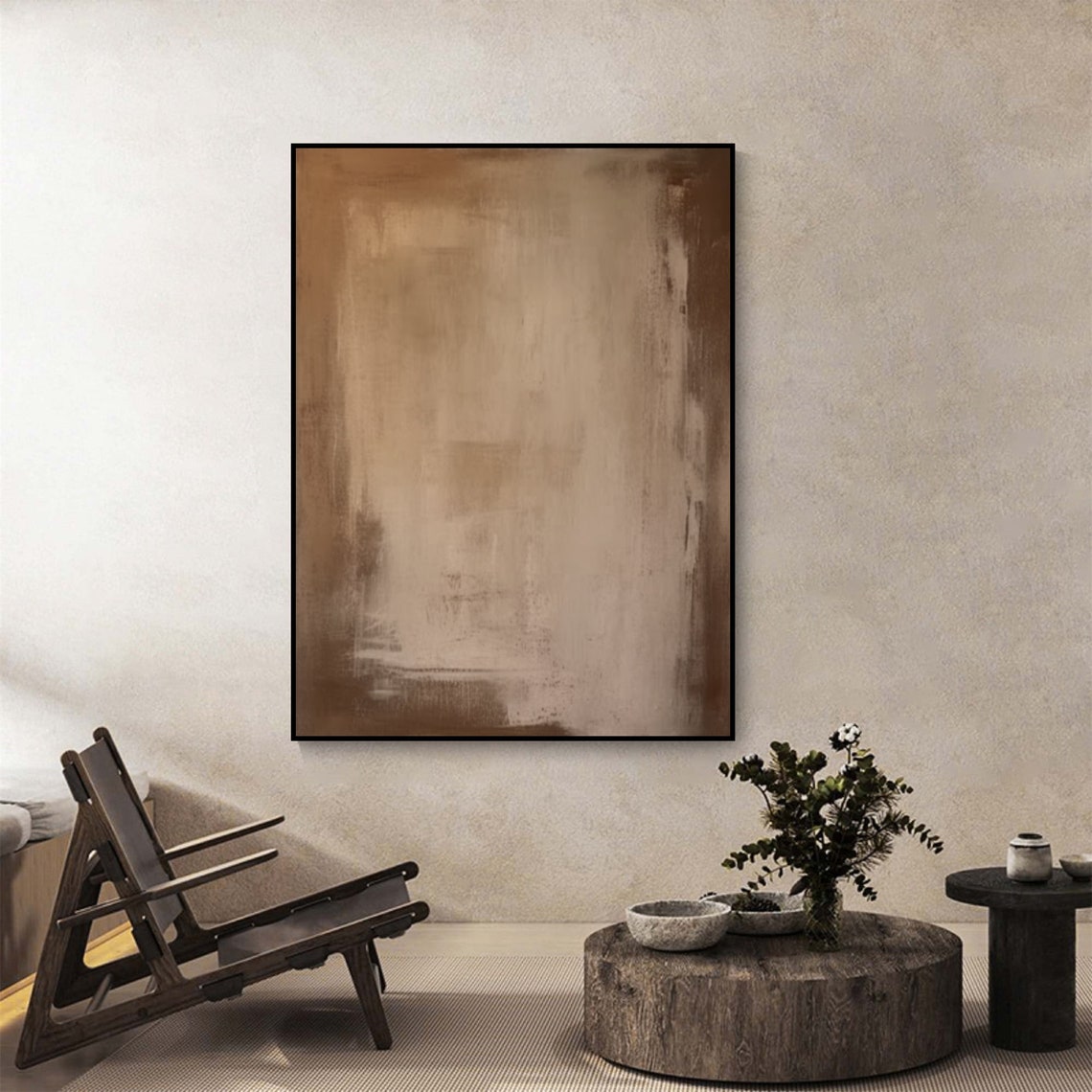 Brown Beige Wabi Sabi Wall Art Beige Textured Art Brown Minimalist ...