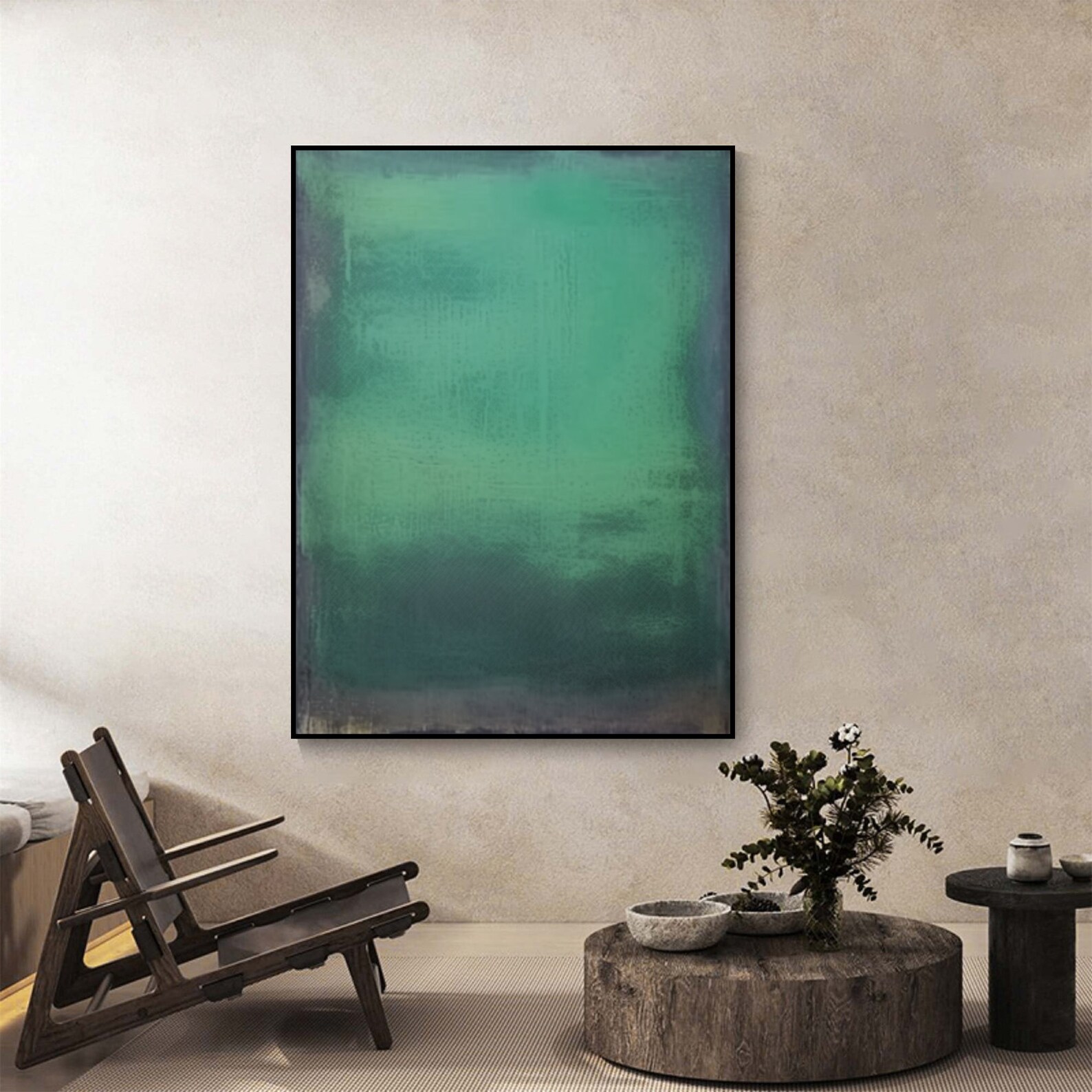 Large Modern Green Abstract Painting Green Gray Abstract Wall Art Green ...