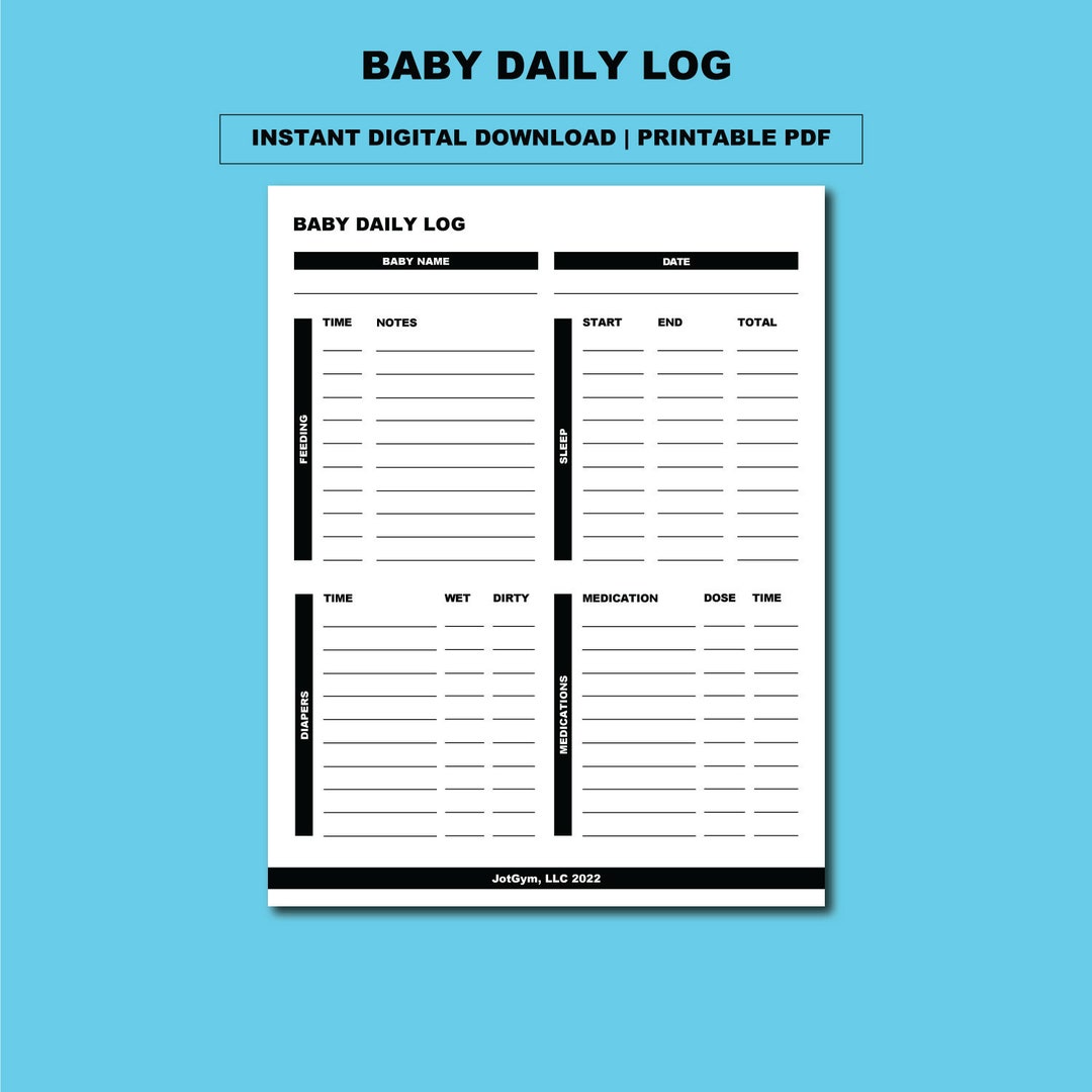 Baby Daily Log Tracker | Printable Baby Book, Baby Journal, Pregnancy ...