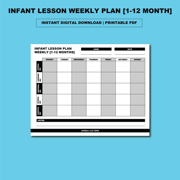 Infant Lesson Plan - Etsy